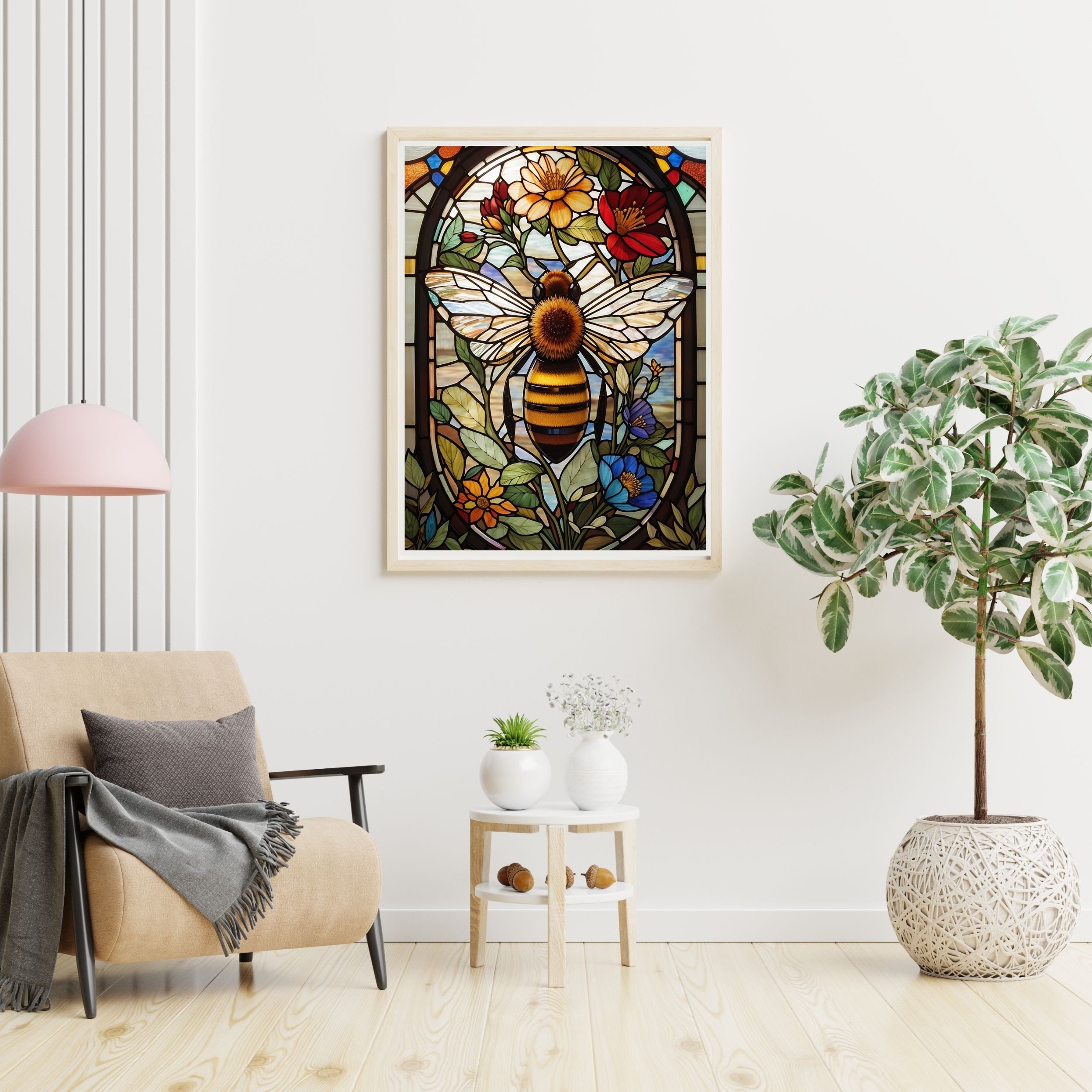 Stained Glass Bee Printable 300 DPI, Digital Download, Stained Glass ...