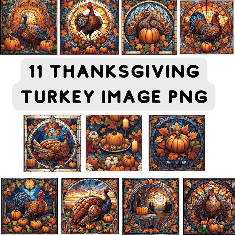 Stained Glass Thanksgiving Printable Png ımage, Pumpkin Png, Autumn ...