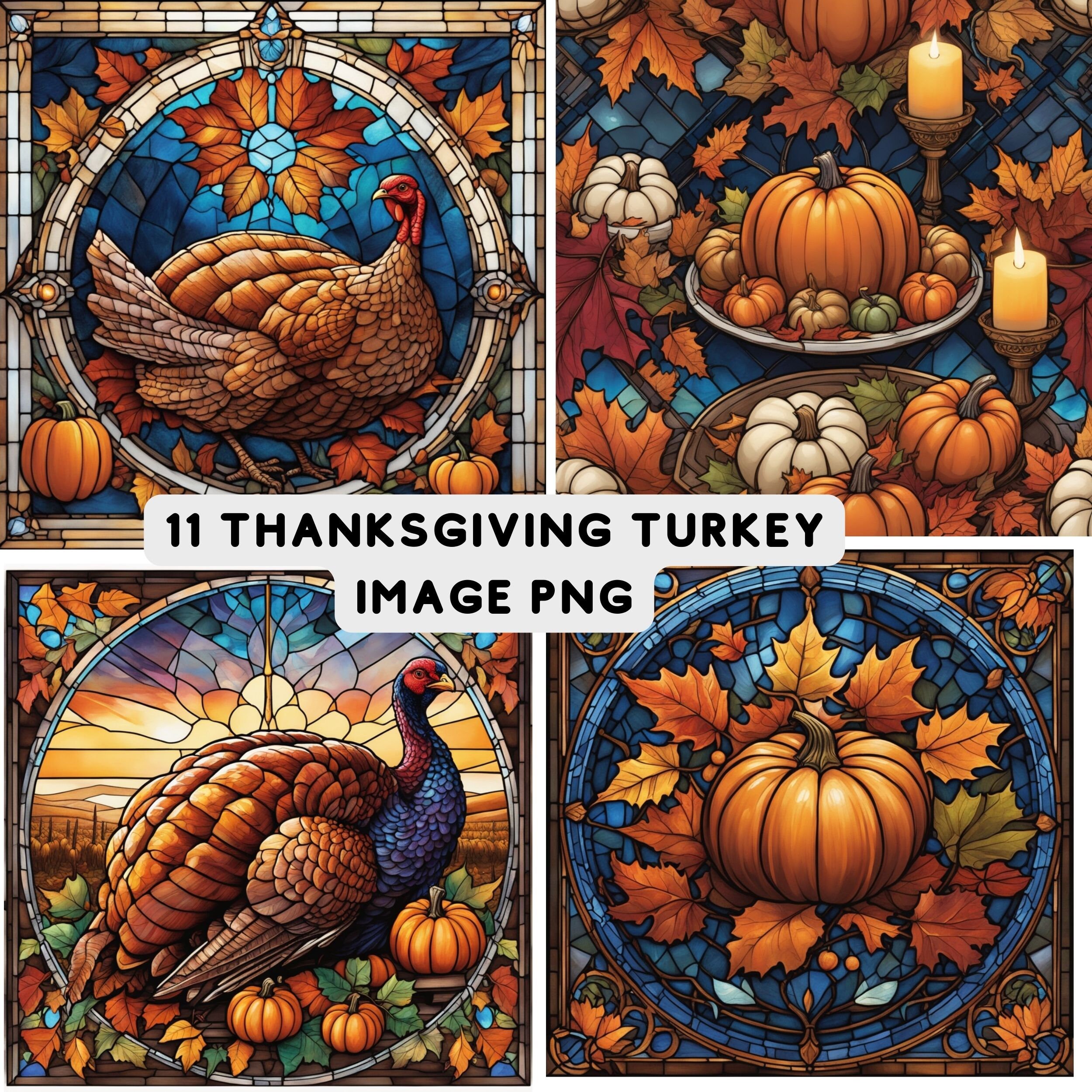 Stained Glass Thanksgiving Printable Png ımage, Pumpkin Png, Autumn ...
