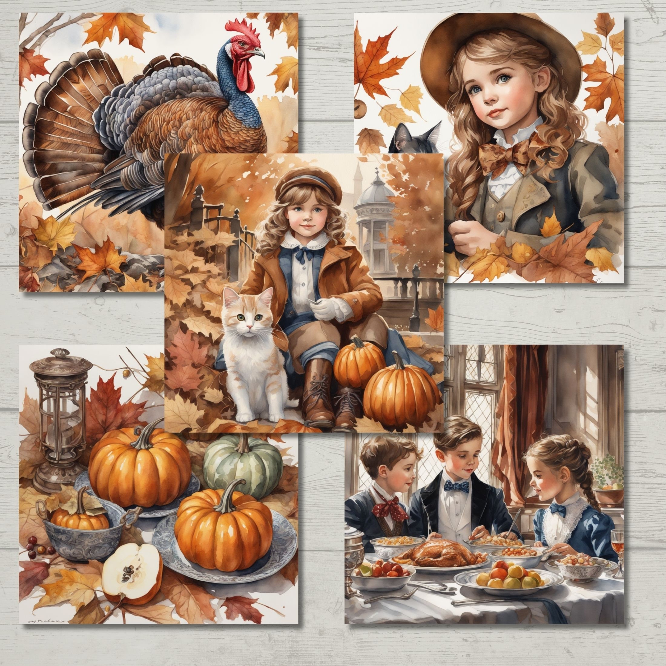 Vintage Thanksgiving Fall Printable Digital Clipart, Autumn ımages ...