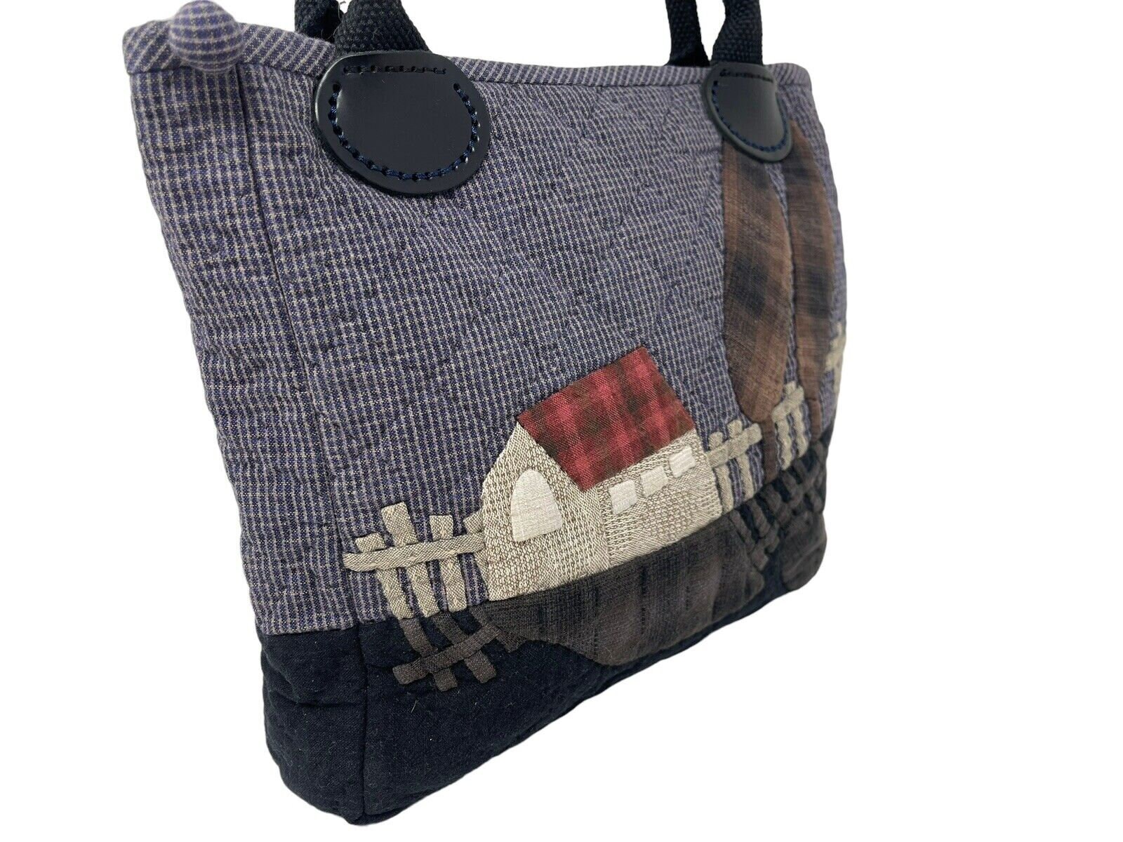 New Handmade Satchel Quilted Bag Hand Sewn House Trees Fence - Etsy