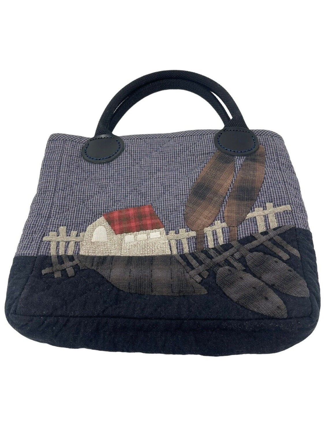 New Handmade Satchel Quilted Bag Hand Sewn House Trees Fence - Etsy