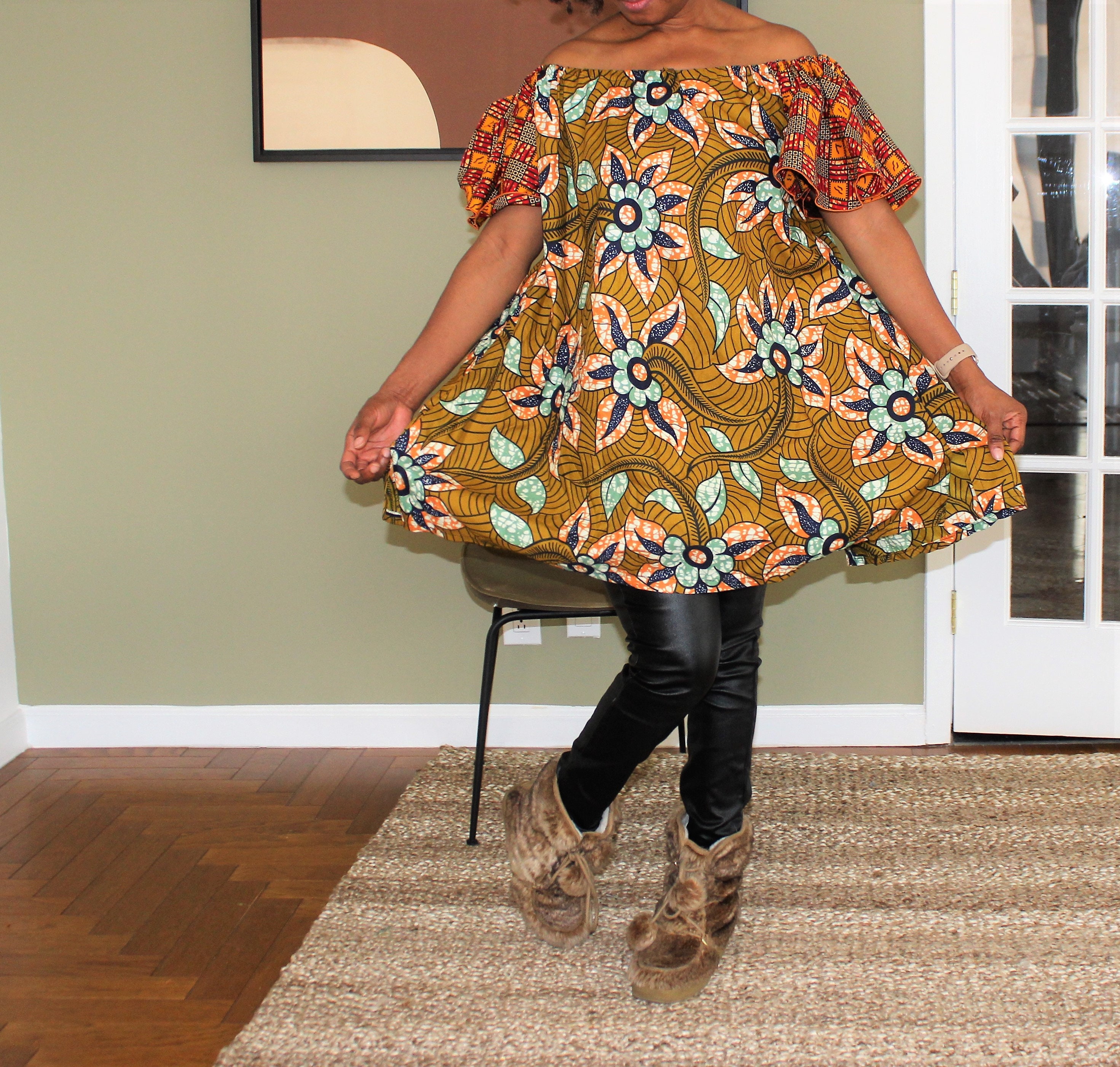 Freestyle Oversize Dashiki Dress Top, Ankara off Shoulder Top, African Womens Dress Top, Dashiki ...