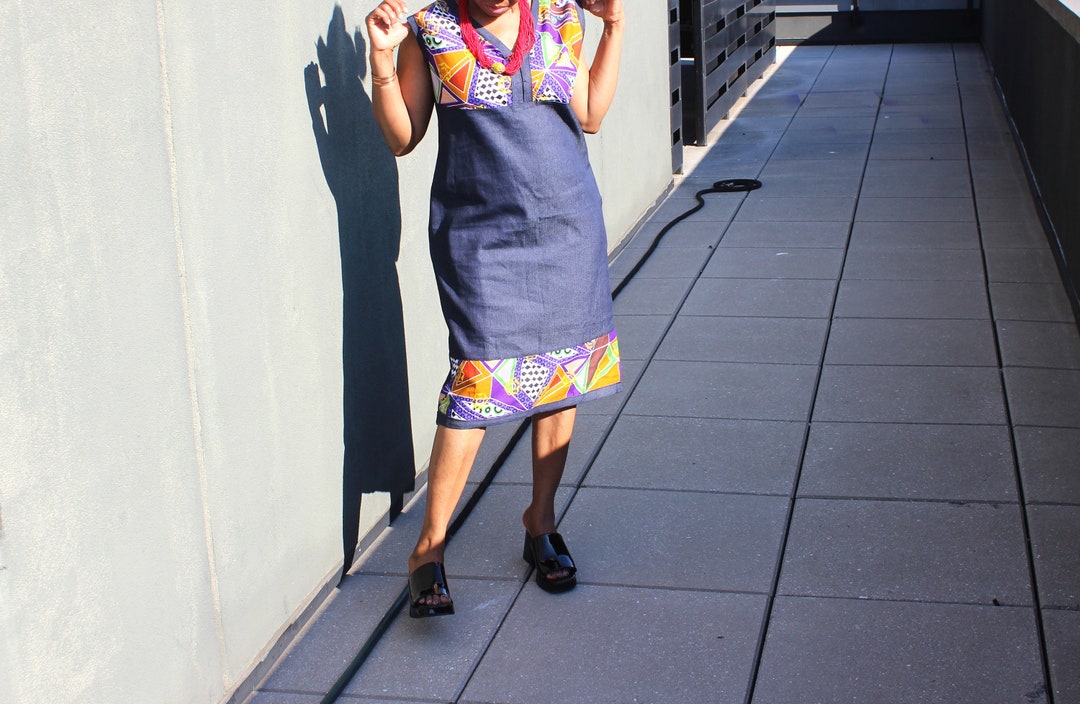 Demin Patch African Dashiki Women Dress, Ankara Demin Ladies Dress ...