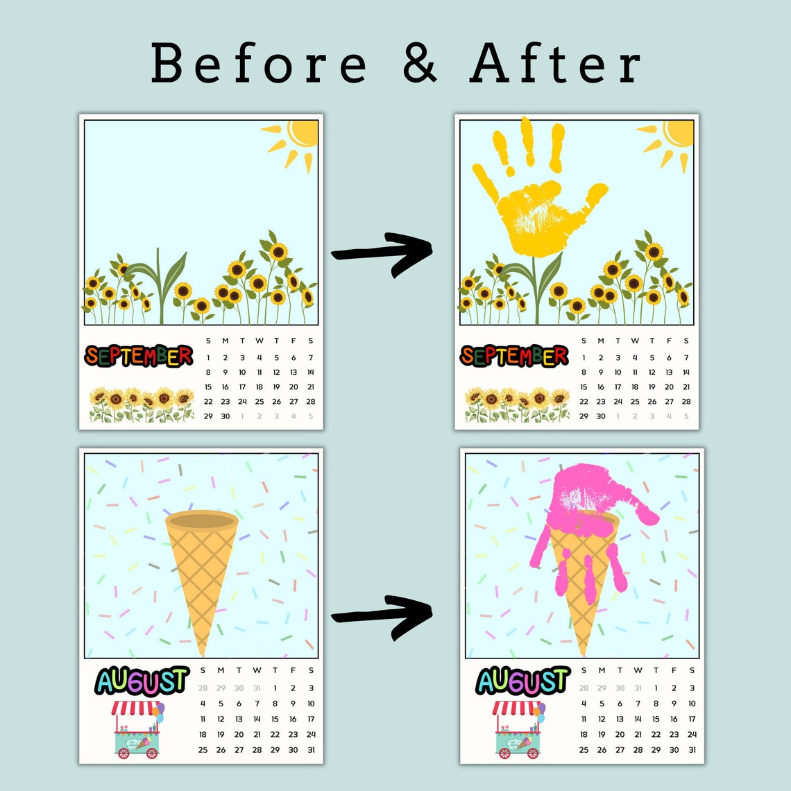 Handprint Calendar 2024, 2024 Handprint Footprint Calendar Craft ...