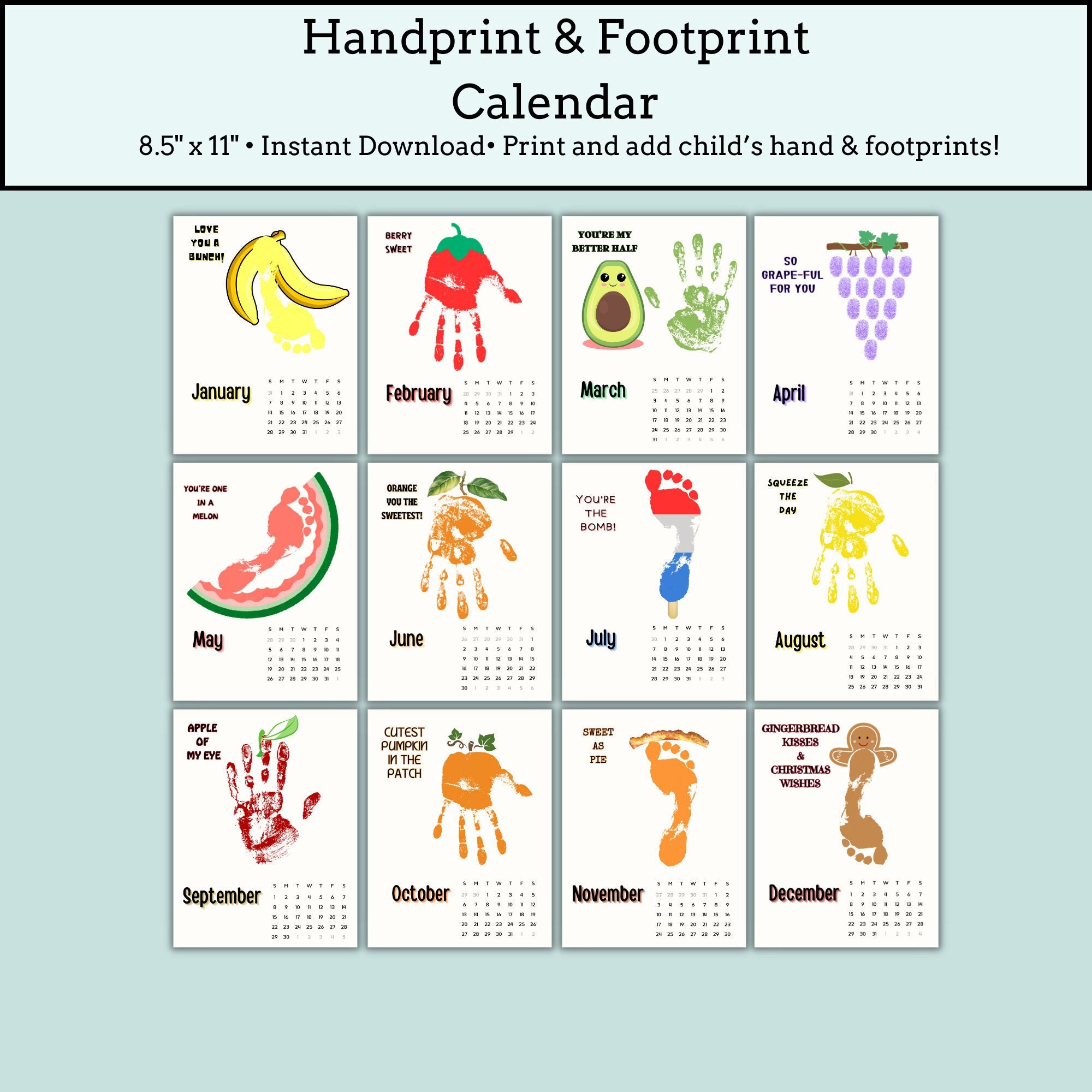 Handprint Calendar 2024, DIY Craft Kit for Kids, Nursery School ...