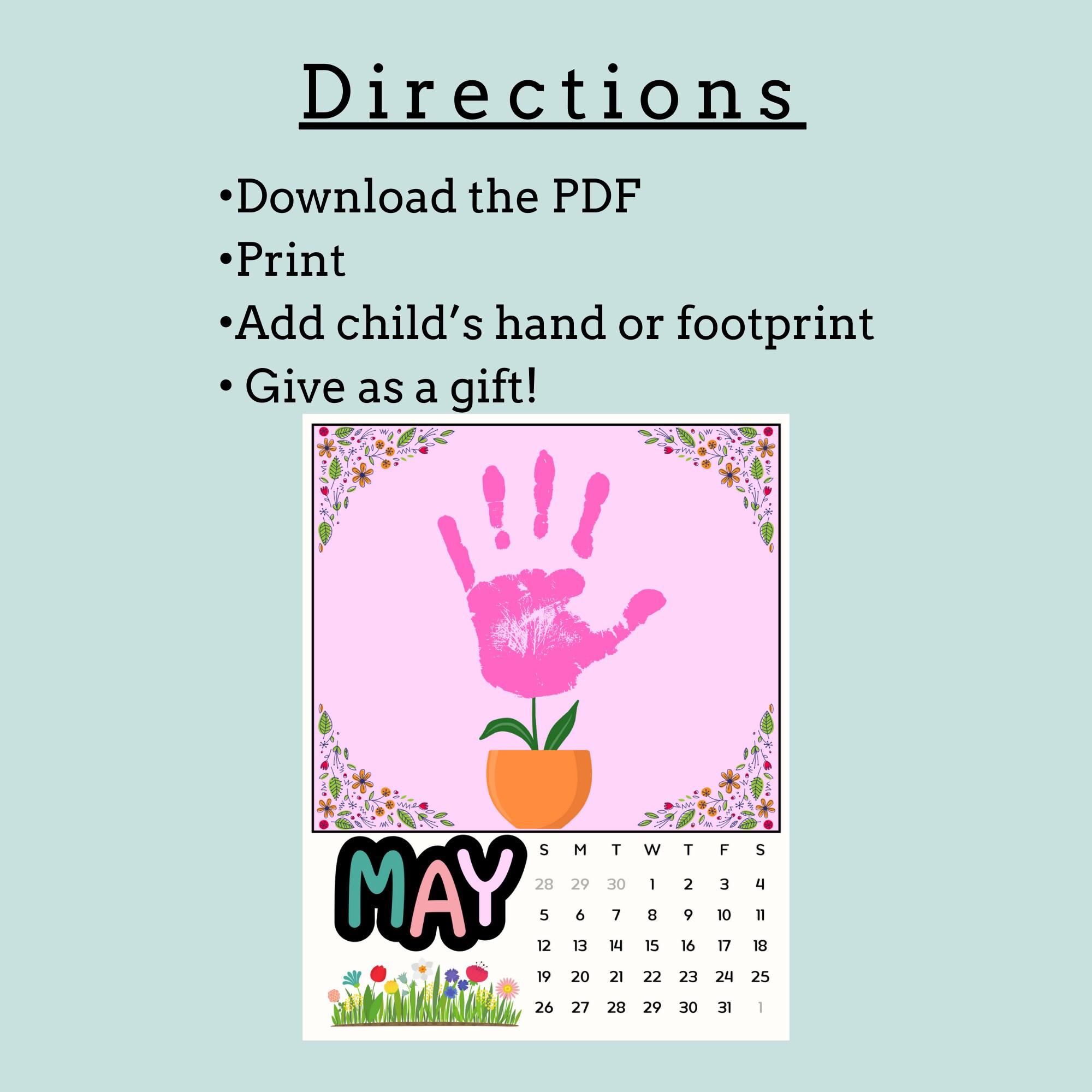 Handprint Calendar 2024, 2024 Handprint Footprint Calendar Craft ...