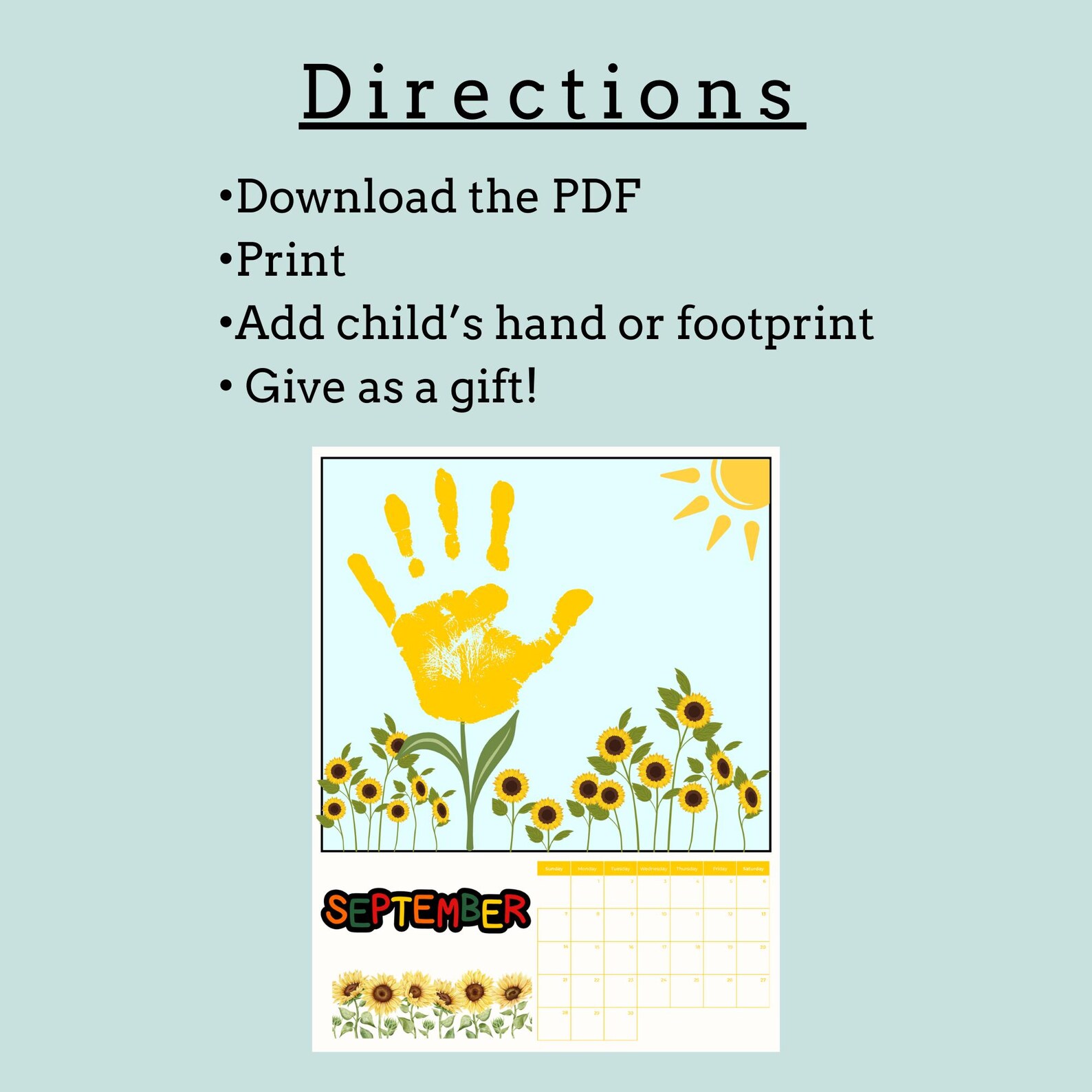 Handprint Calendar 2025, 2025 Handprint Footprint Calendar Craft ...