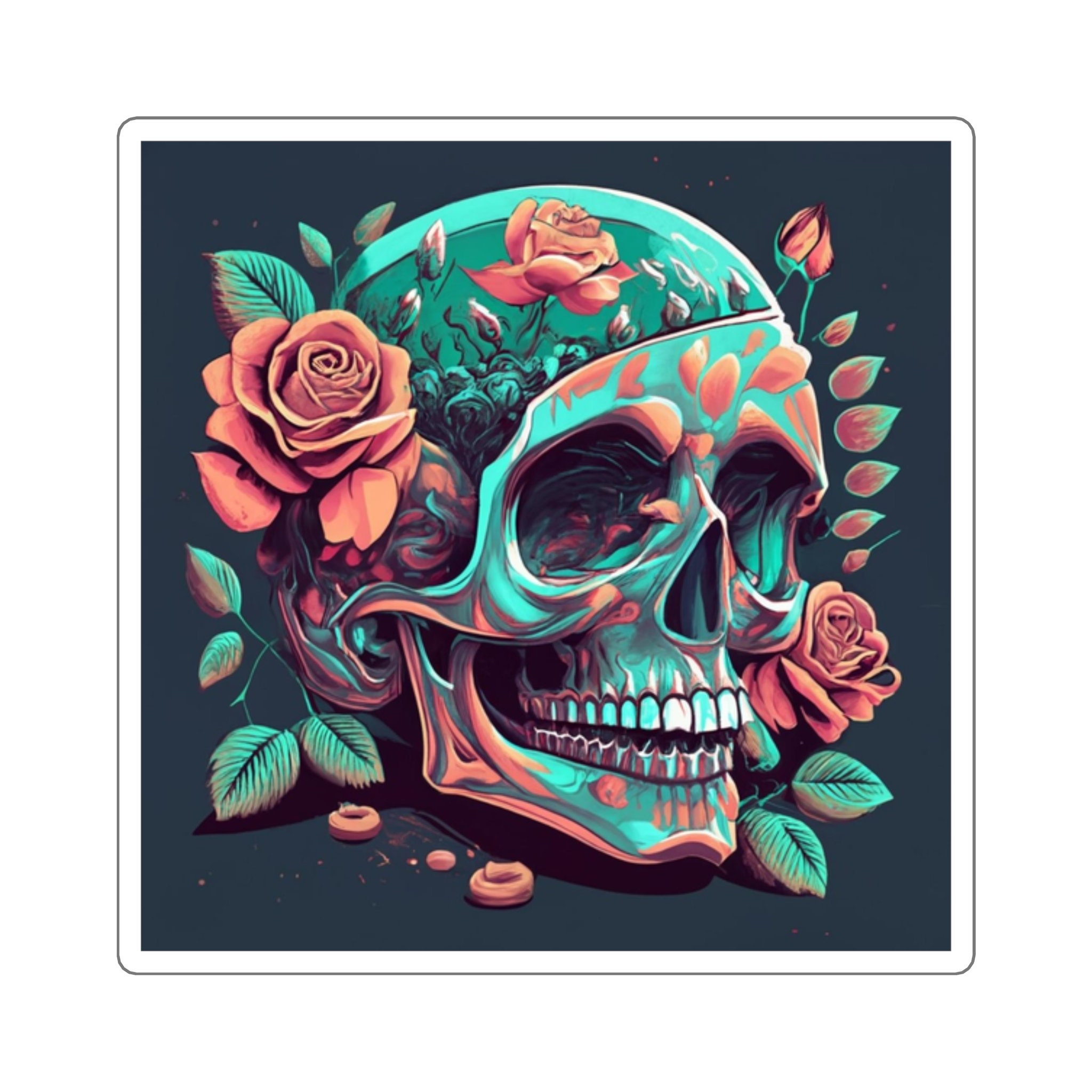 Blue Skull and Rose Sticker Dia De Los Muertos Memento Mori - Etsy