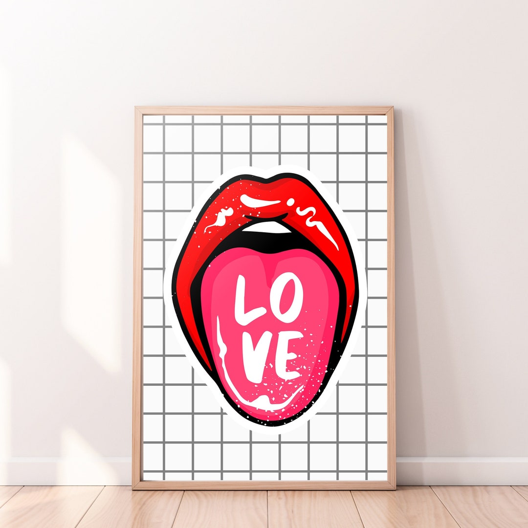 Love Preppy Decor Lips Girly Wall Art Lips Printable Art - Etsy