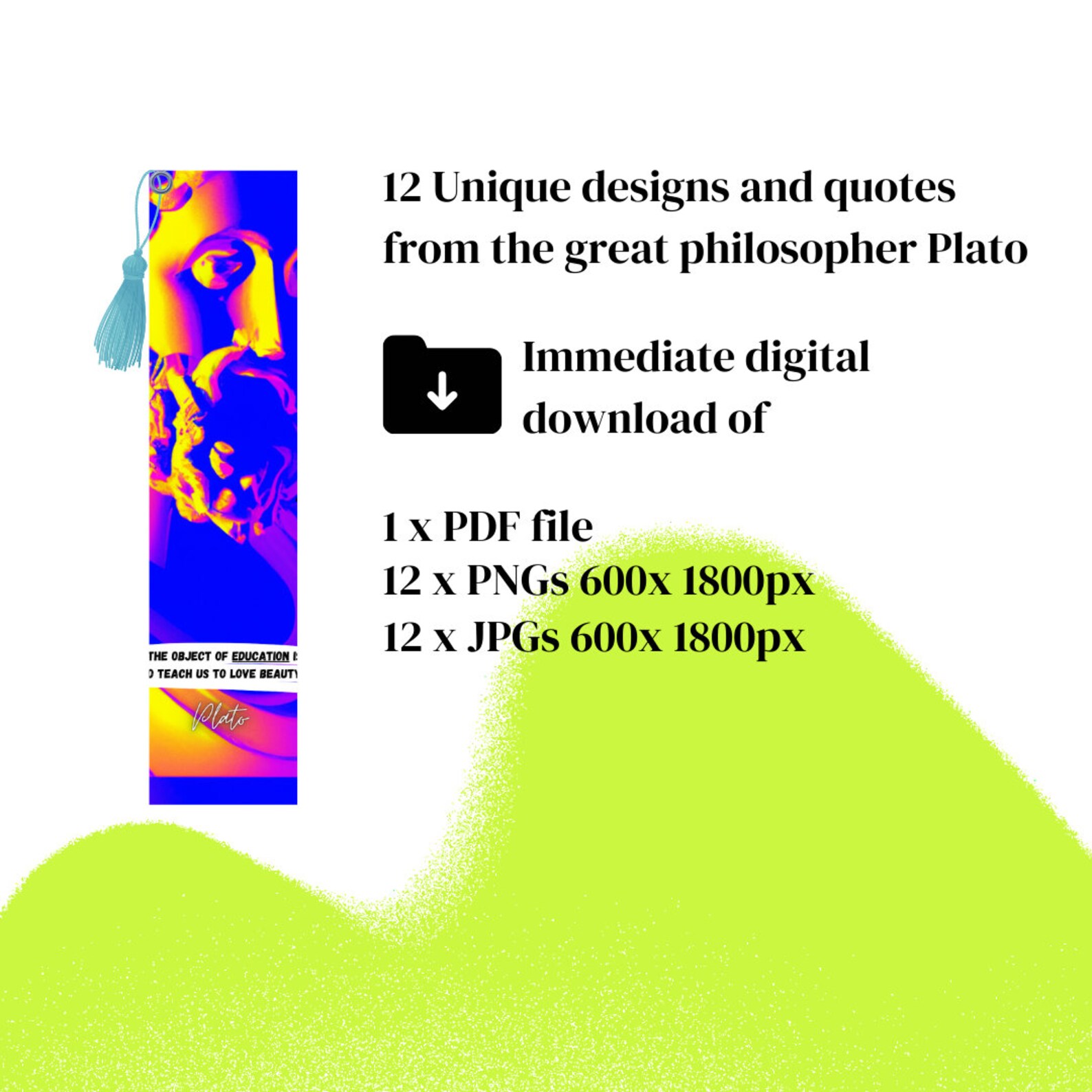 12 Plato Digital Bookmark, Philosophy Bookmark, Philosophy Digital ...