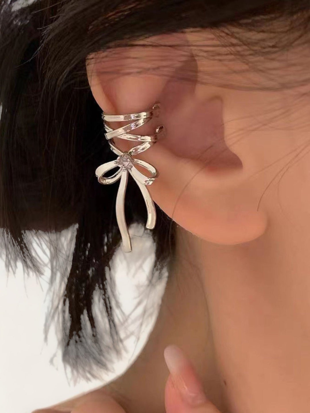 Ribbon Bow Ear Cuff - Etsy