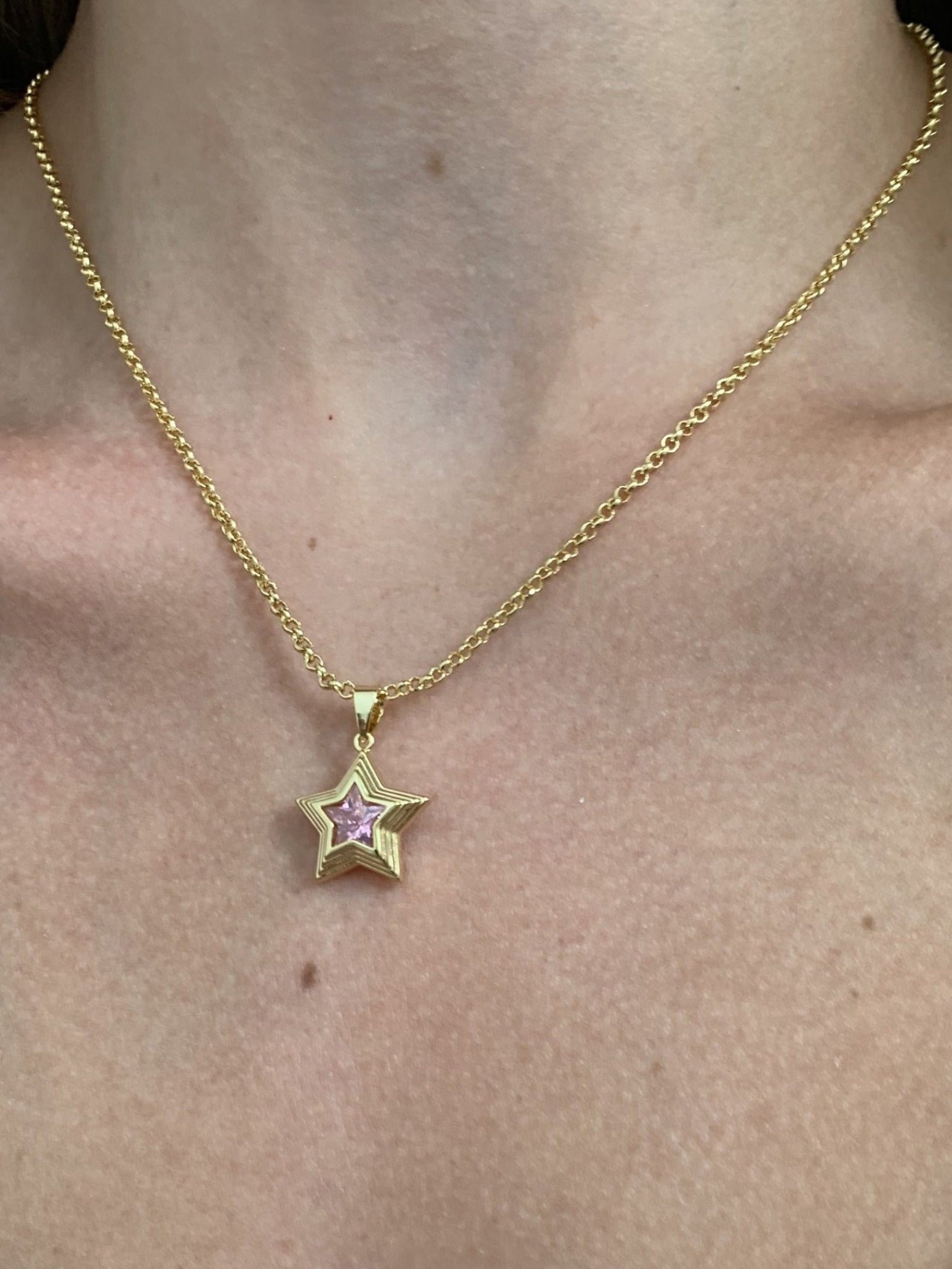 Pink Star Necklace - Etsy
