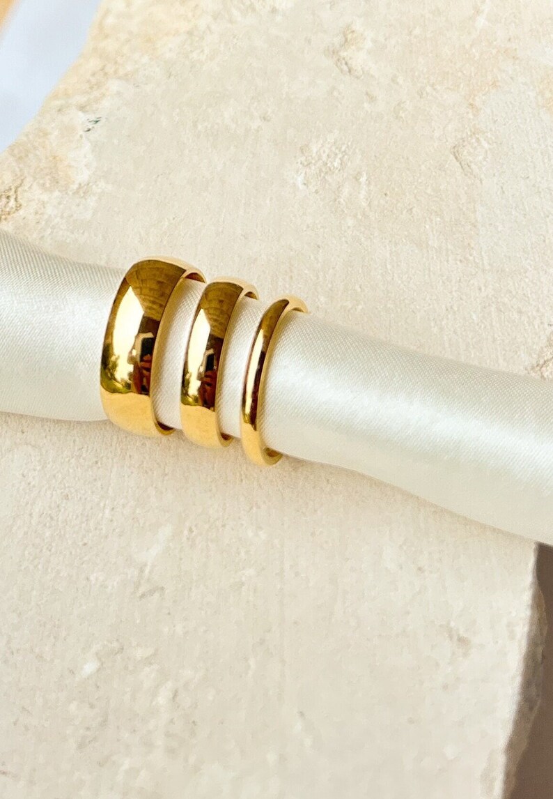 Thick Thin Stacking Rings / Set of Three : 2mm, 4mm, 6mm, Thick Gold Rings / Thin Gold Rings ...