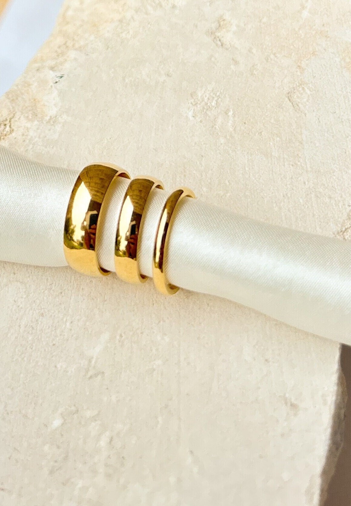 Thick Thin Stacking Rings / Set of Three : 2mm, 4mm, 6mm, Thick Gold ...