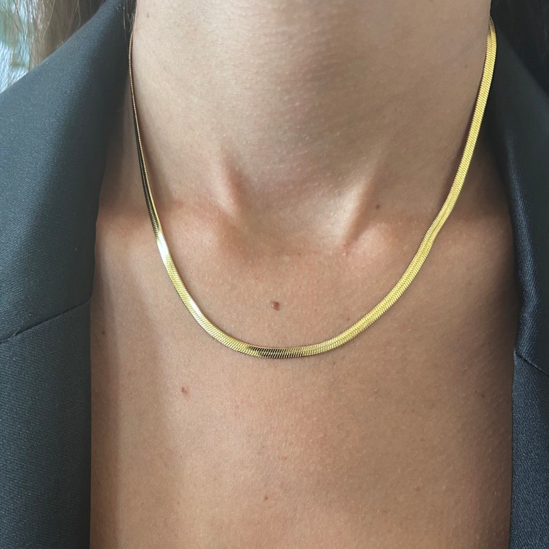 Thick Snake Herringbone Snake Chain for Women 18K Gold Filled Stainless ...