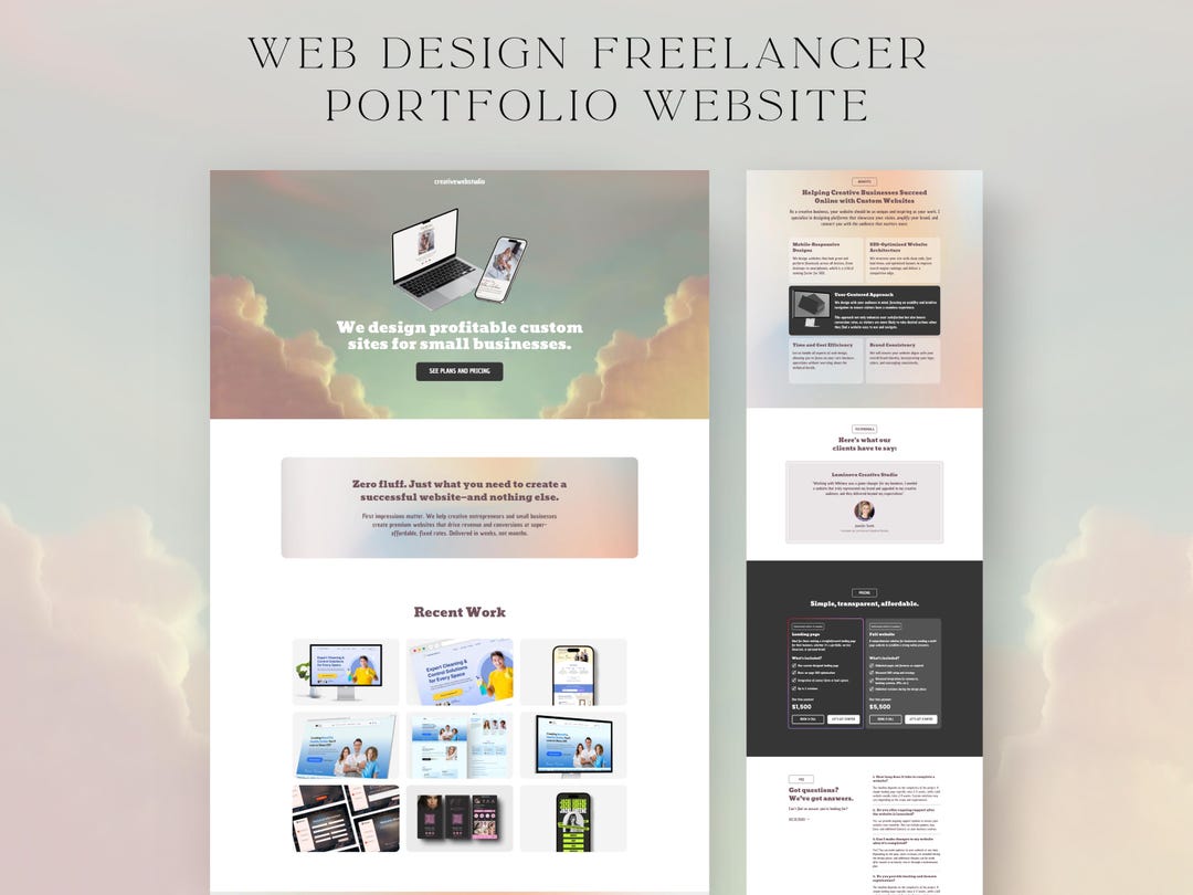 Web Designer Portfolio Template Website Canva Editable DIY Landing Page ...