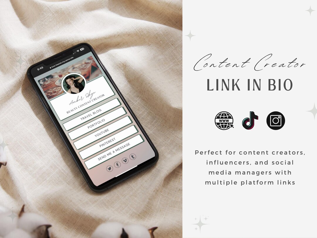 Link in Bio Canva Website Template Green IG Bio Link Website Social ...