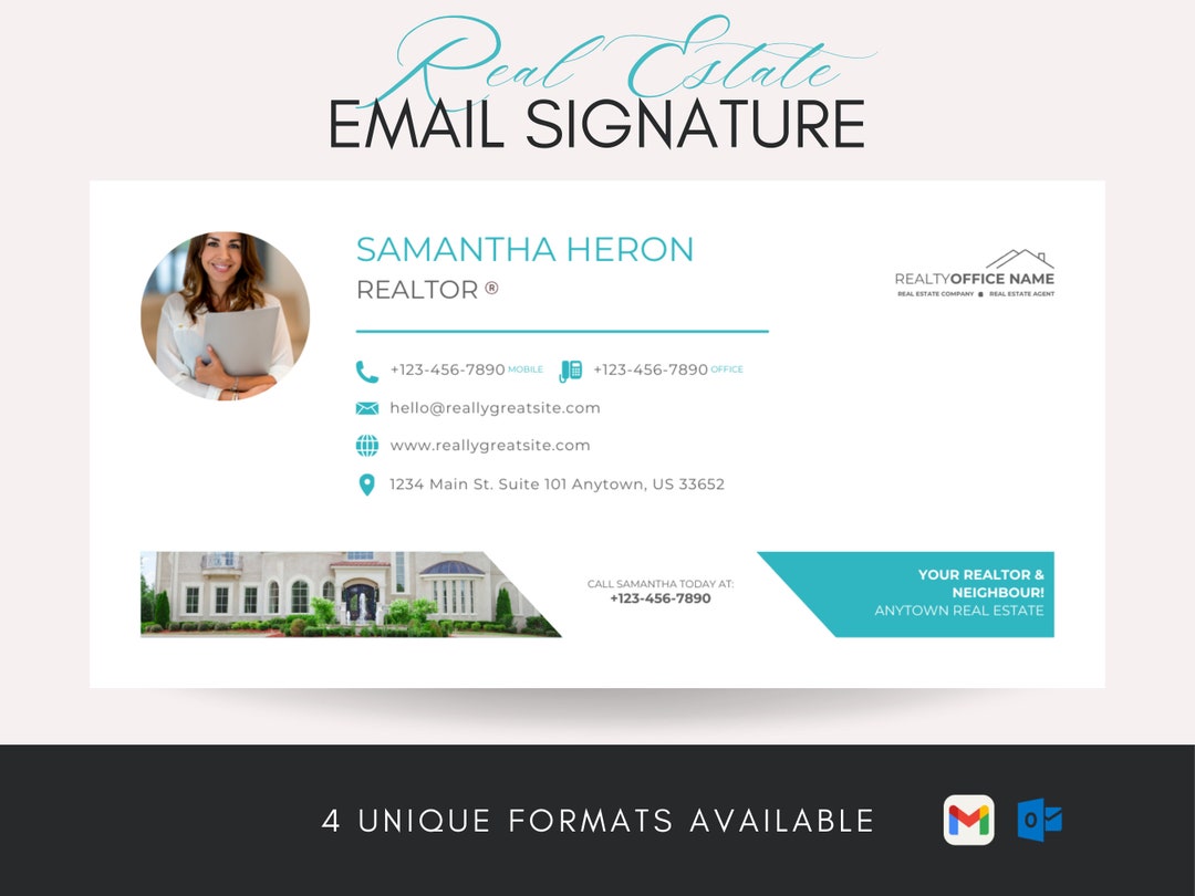 Bold Email Signature Real Estate Canva Template Editable Professional ...