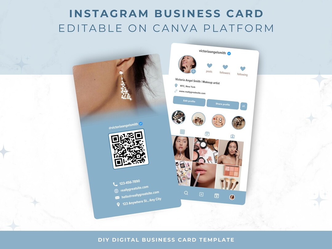 Instagram Business Card Canva Template Editable Bold Instagram Card ...
