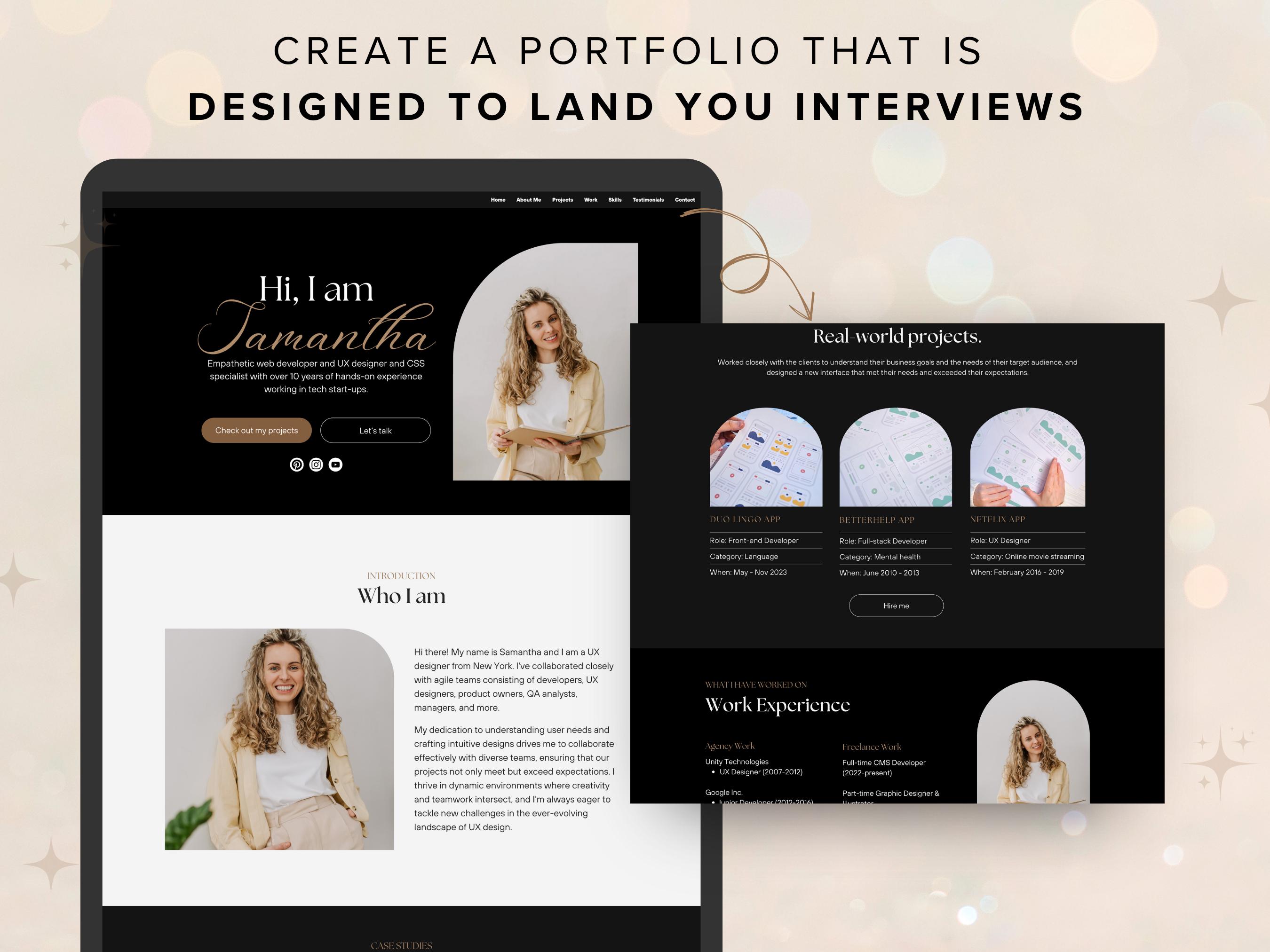 UX Design Portfolio Template Graphic Design Portfolio Website Editable ...