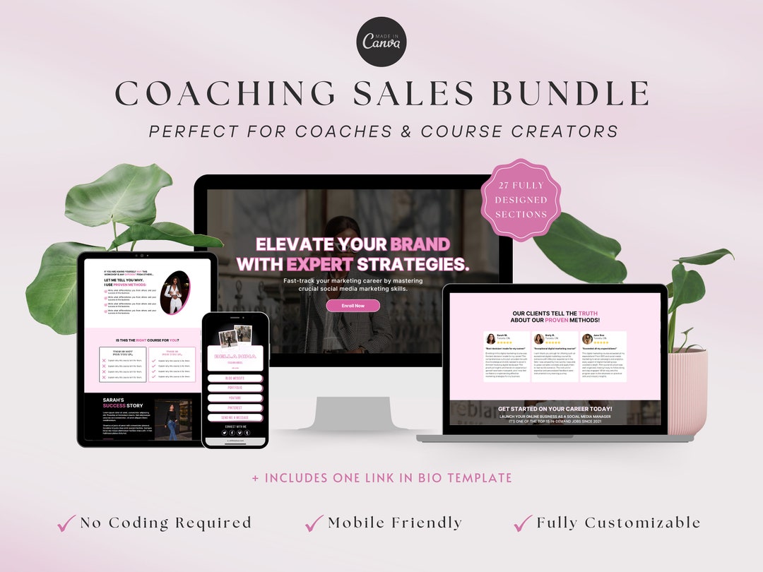 Bold Coaching Sales Funnel Bundle Social Media Template Canva Editable ...