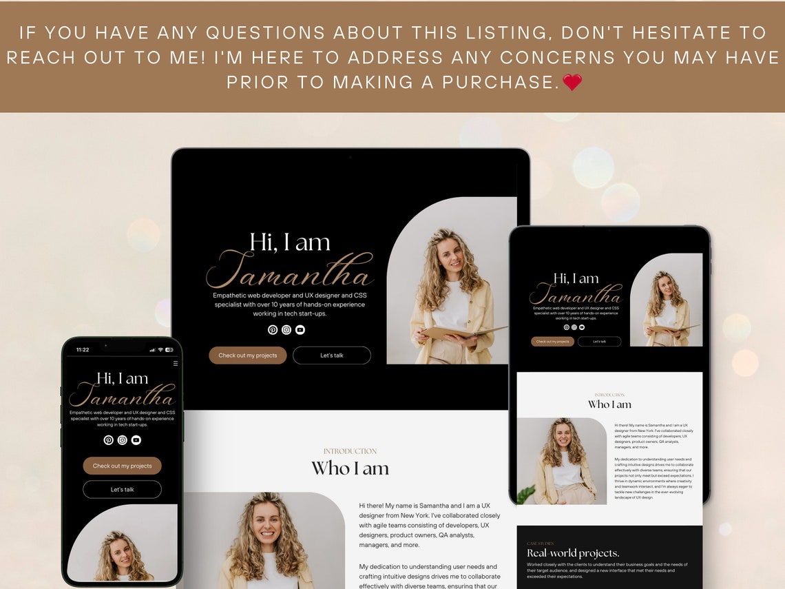UX Design Portfolio Template Graphic Design Portfolio Website Editable ...