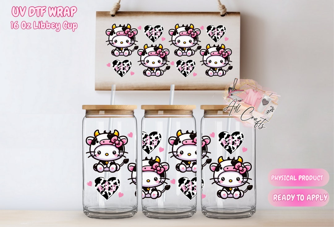 Uv Dtf Wrap Physical Product Hk Cow Cup Wrap Hk Cow Heart Melody Cup ...