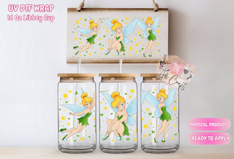 Uv Dtf Wrap Physical Product Cute Fairy Cup Wrap Tinkerbell Cup Wrap ...