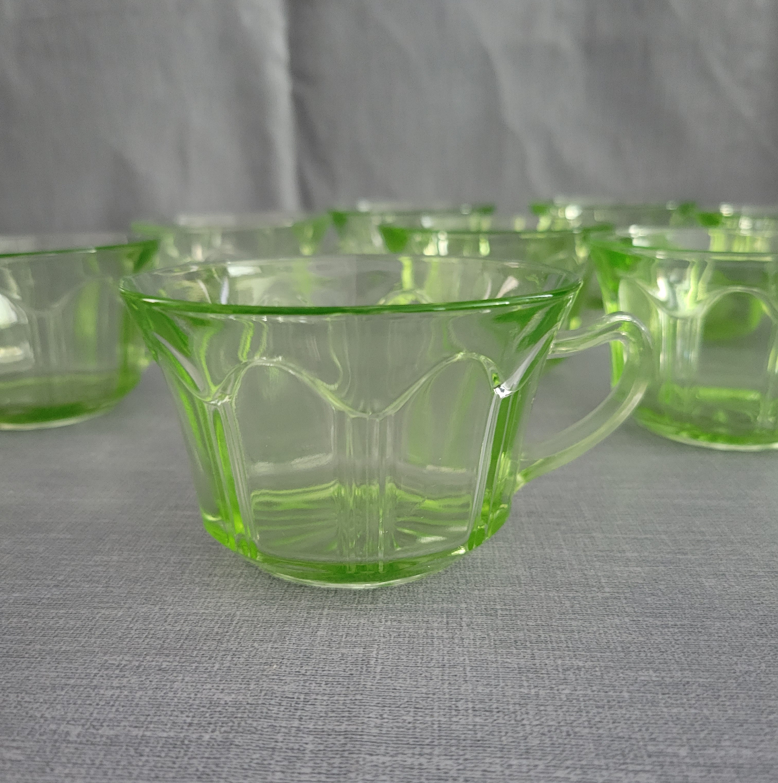 Rare Vintage, Great Depression Delicate Drinking Cups, Sour Apple Green ...