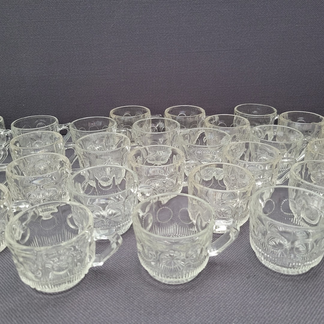 Rare Vintage 1950s Jeannette Fruit Clear Punch Cup Set Embossed Fruit ...