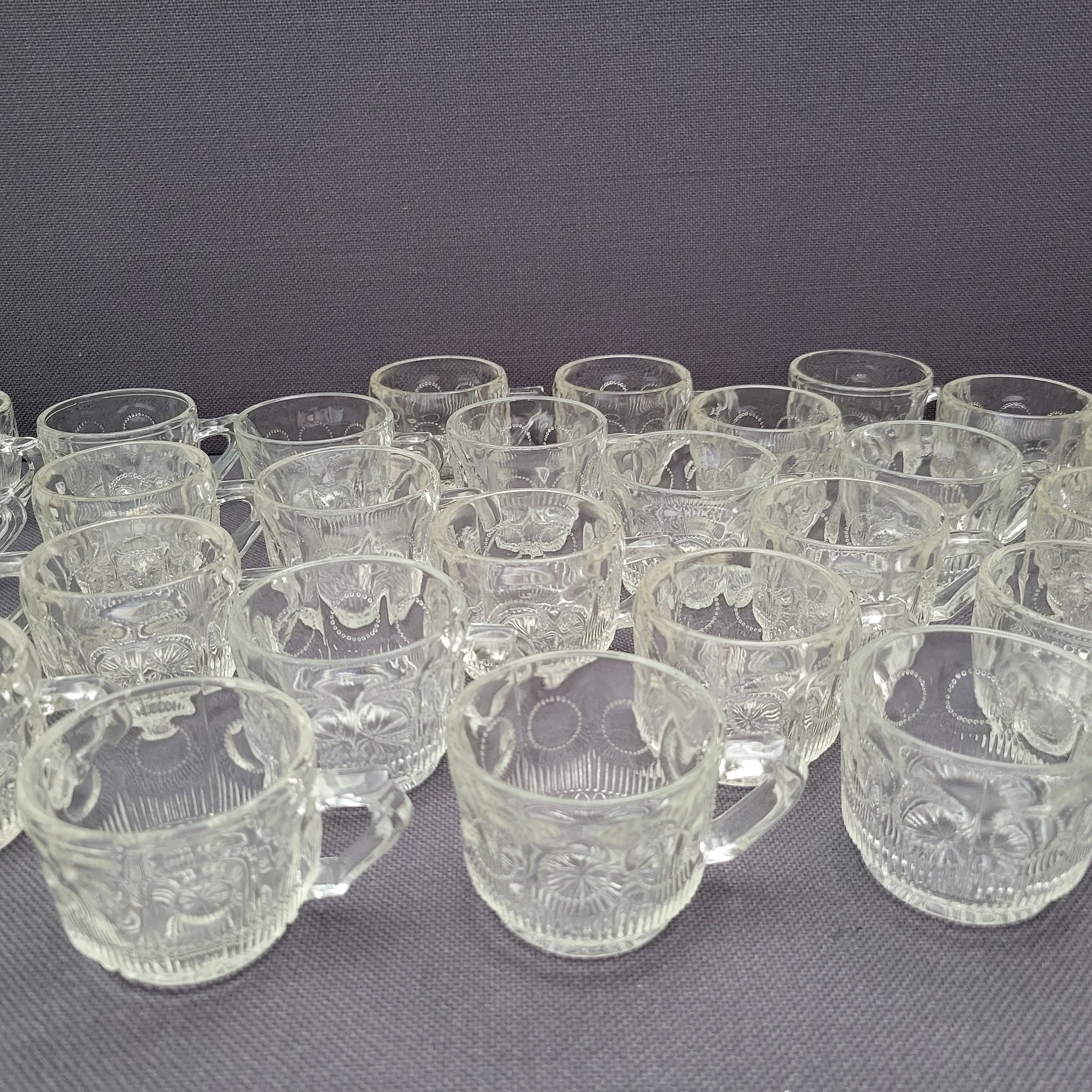 Rare Vintage 1950s Jeannette Fruit Clear Punch Cup Set Embossed Fruit ...
