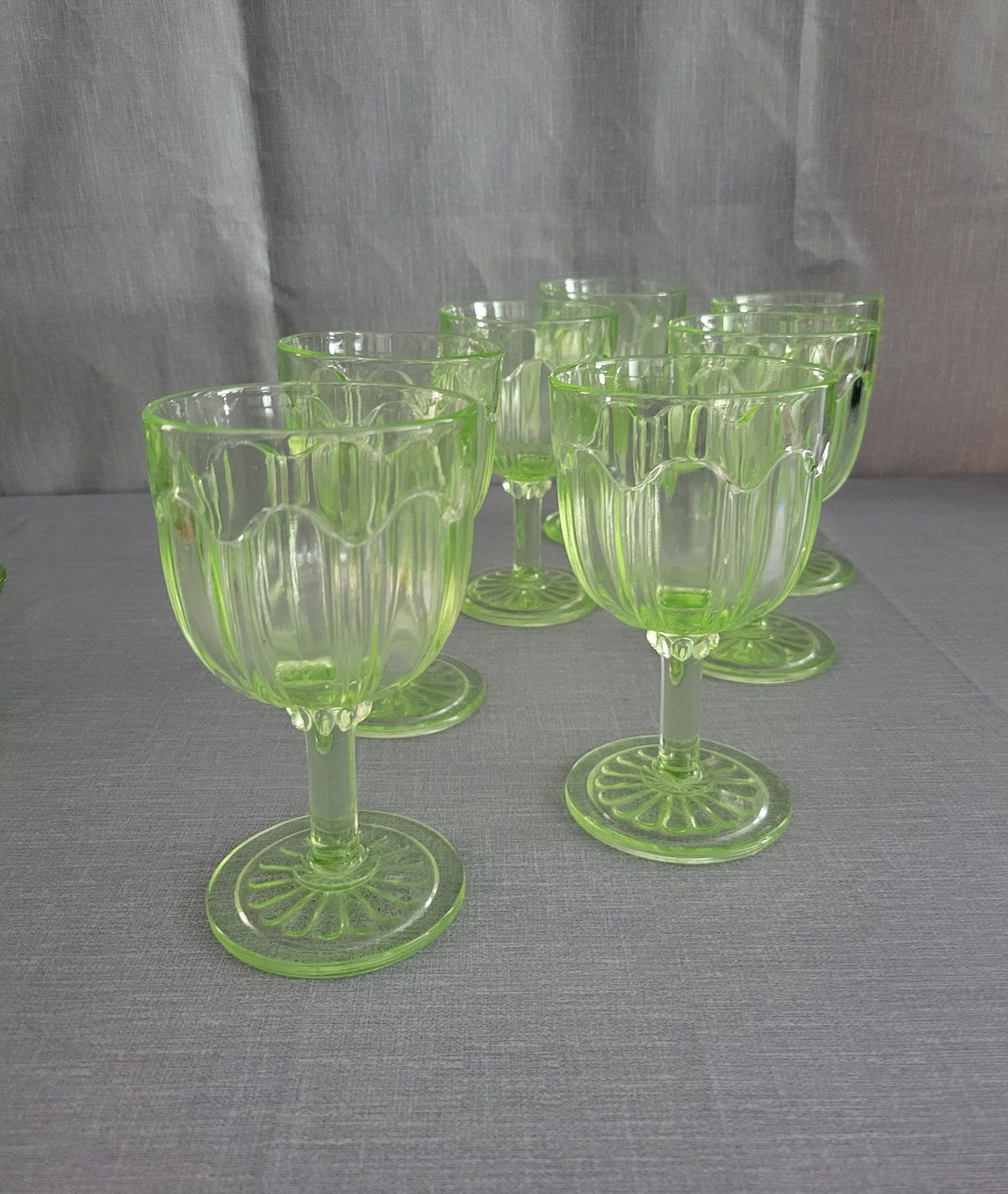 Rare Vintage Glass Goblets With Stem, Colonial Knife and Fork, Goblet ...