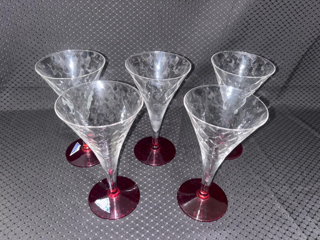 5 Vintage Dainty Tulip Champagne Glasses Deep Red - Etsy