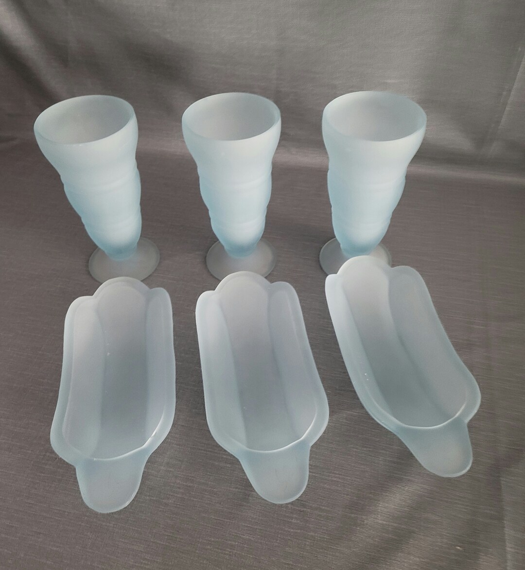 Vintage 50’s 3 Banana Split Boats and 3 Matching Milkshake Glasses ...