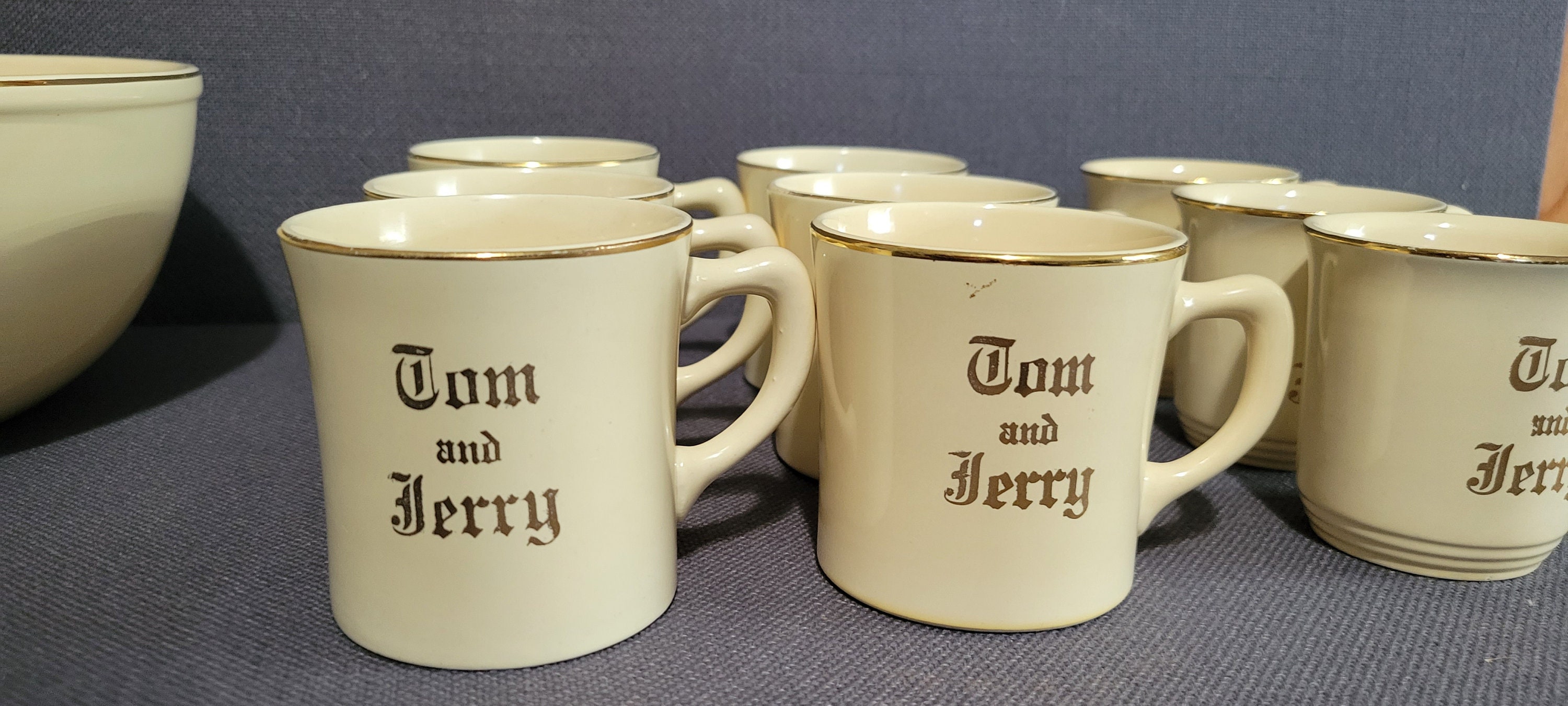 Vintage 1945, 7-piece Punch Bowl Set, Vintage Honey Beige, Christmas ...