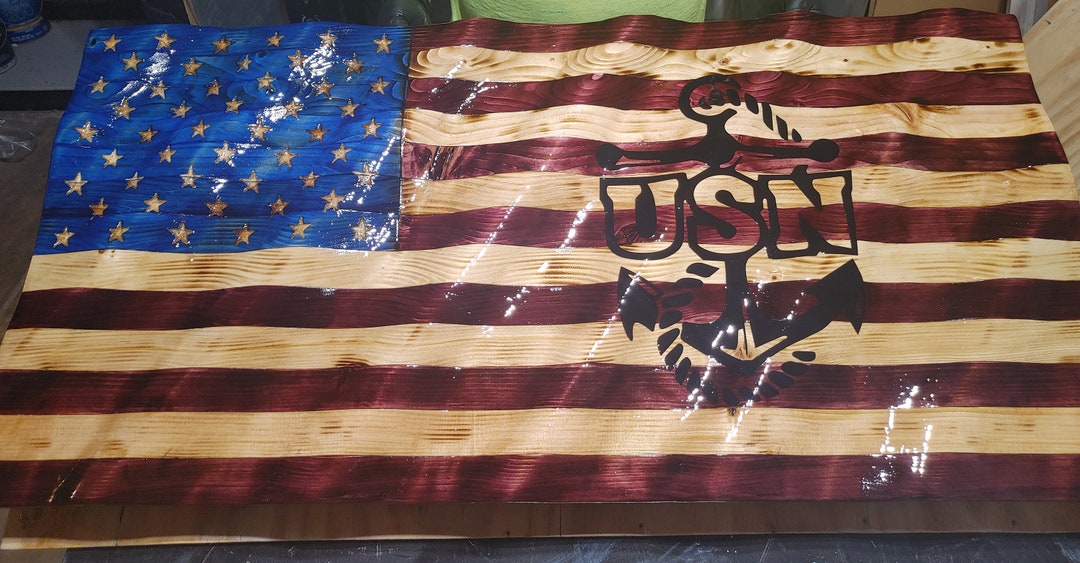 USN Wooden Wave Flag - Etsy