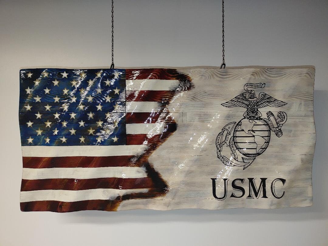 Beautiful, Patriotic, Military Flag. USMC. Hand Carved. Int/ext - Etsy