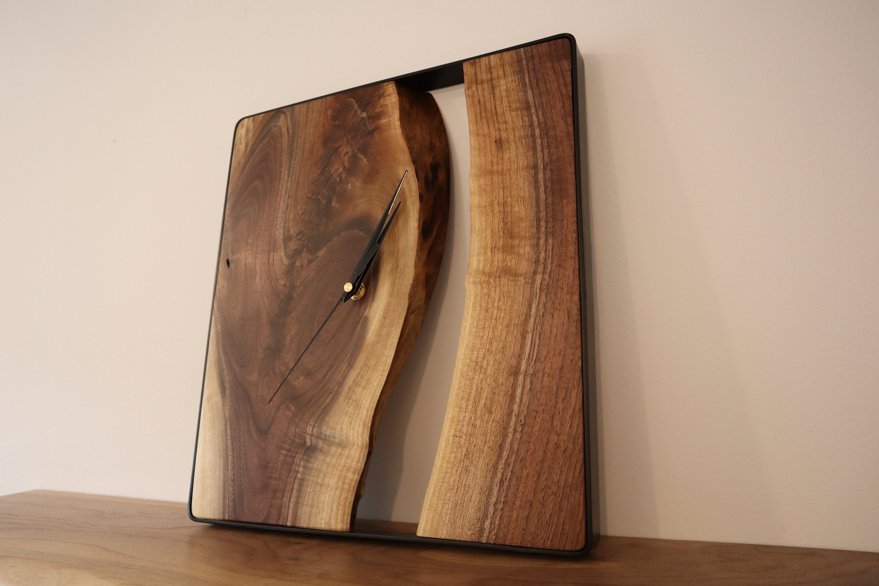 Live Edge Wood + Metal Clock Rustic Modern Minimalist Decor ...