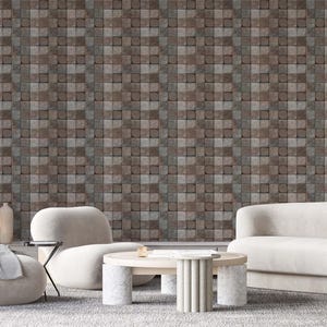 Brown Gray Square Stone Peel & Stick Wallpaper - Natural Stone Tile ...