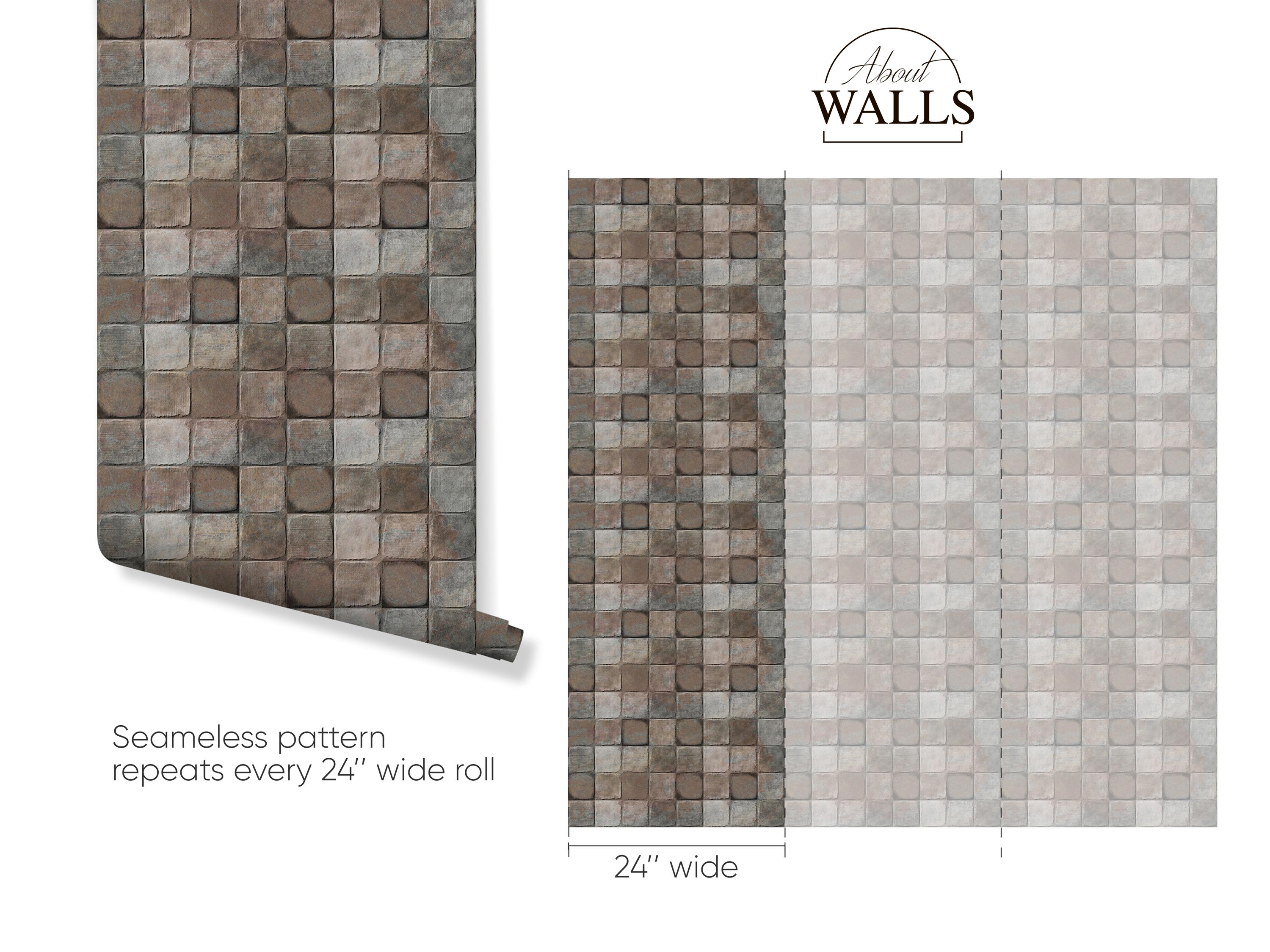 Brown Gray Square Stone Peel and Stick Wallpaper - Natural Stone ...