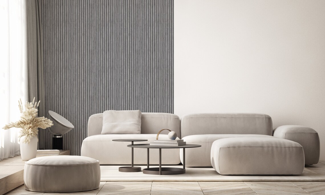 Wooden Gray Oak Faux Slat Panels Peel and Stick Wallpaper - Faux Wood ...