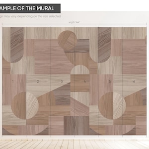 Geometric Wood Panel Wall Mural - Wooden Abstract Shapes Peel and Stick ...