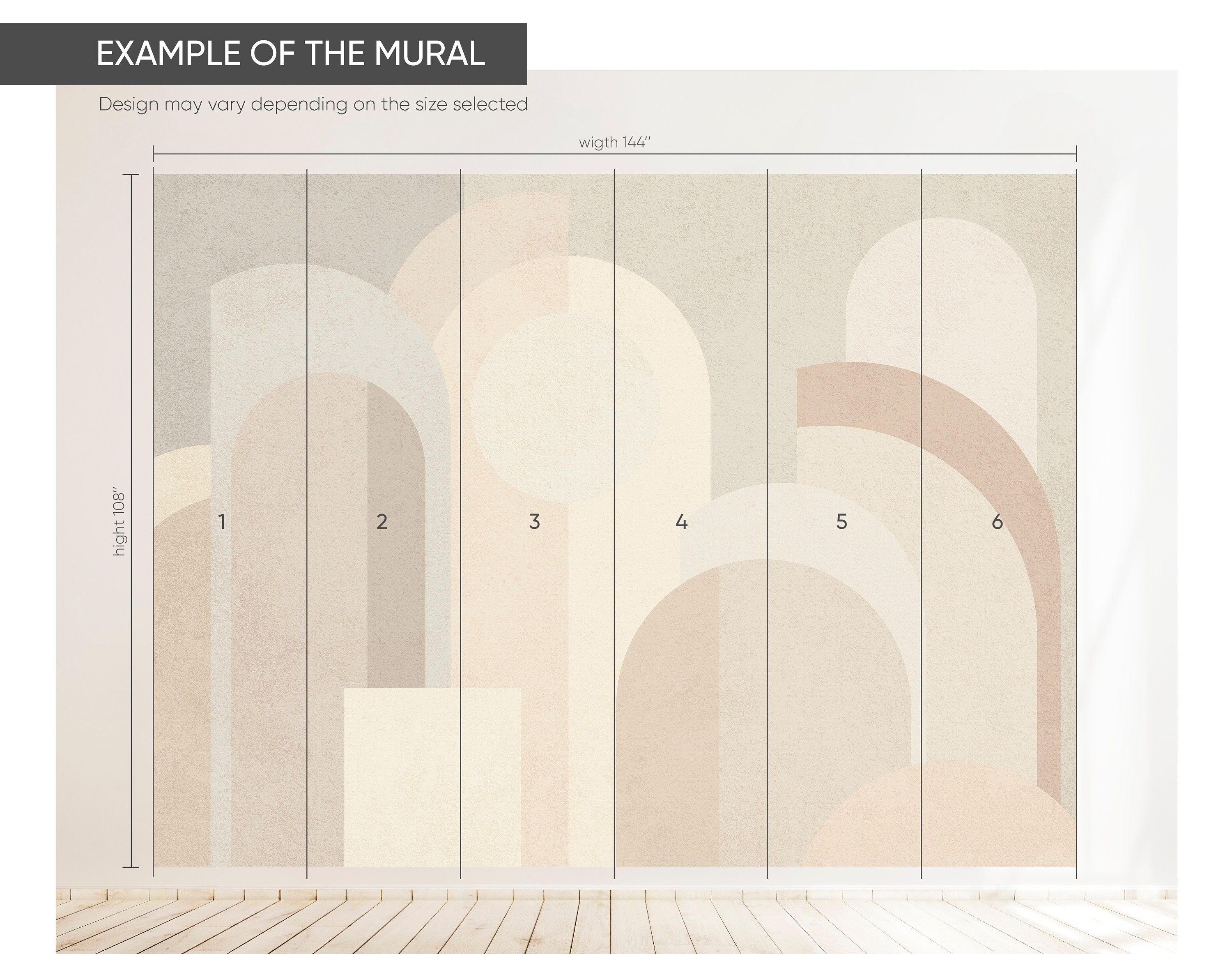 Soft Beige Geometric Shapes Self Adhesive Wall Mural Boho Arches Peel ...