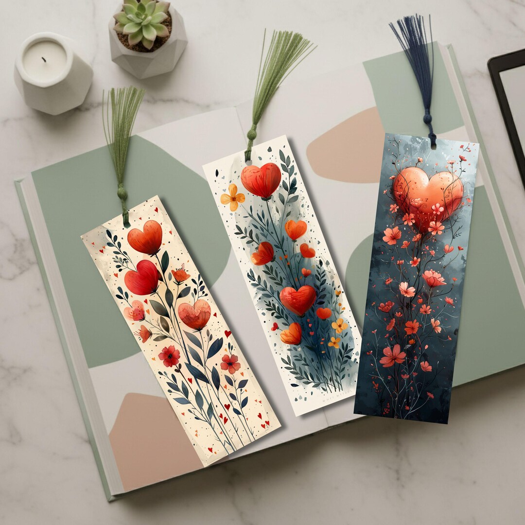 Heart-shaped Bookmark - Love | Handmade Laminated Book Accessory | Gift ...