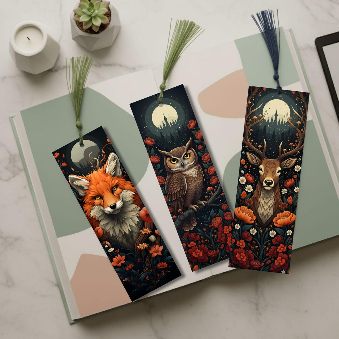 Animal Bookmark - Forest | Handmade Laminated Book Accessory | Gift for ...