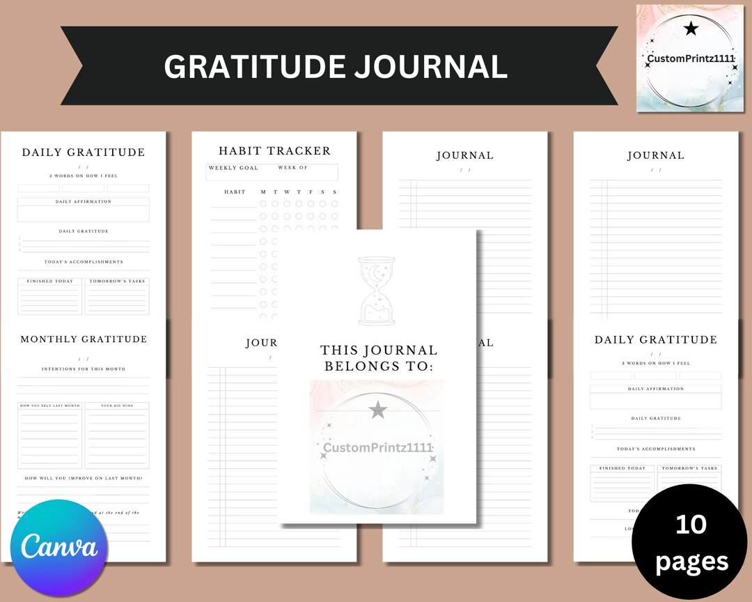 PRINTABLE GRATITUDE PLANNER Goals Gratitude Daily Reflections - Etsy