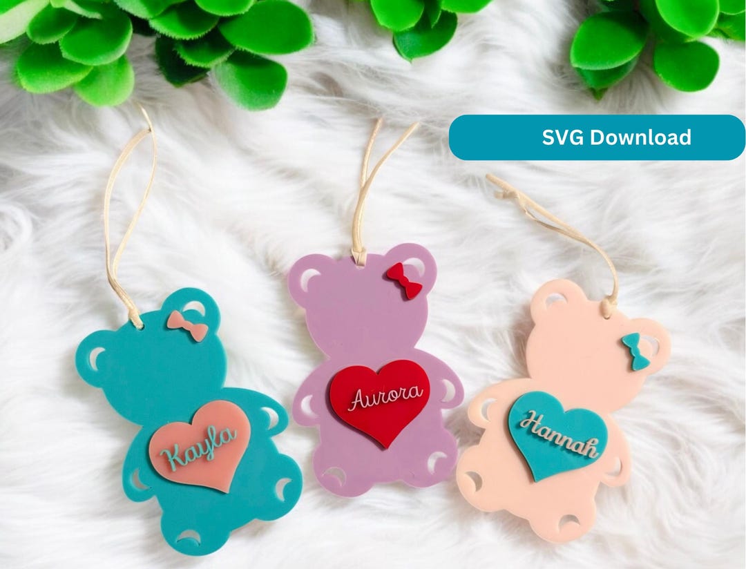 SVG Bear Tag, Cute Valentine SVG, DIY Valentine's Craft, Valentine's ...