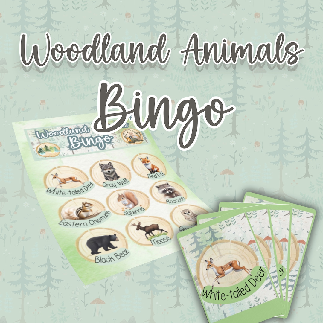 Bingo Woodland Animals Bingo Printable Games for Kids Baby Shower Games ...