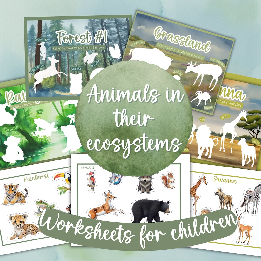 Animals in Their Ecosystems Cut and Paste Game for Children Classrooms ...